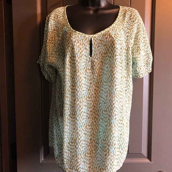 CAbi | Tops | Cabi Short Sleeve Sheer Key Hole Front Blouse | Poshmark